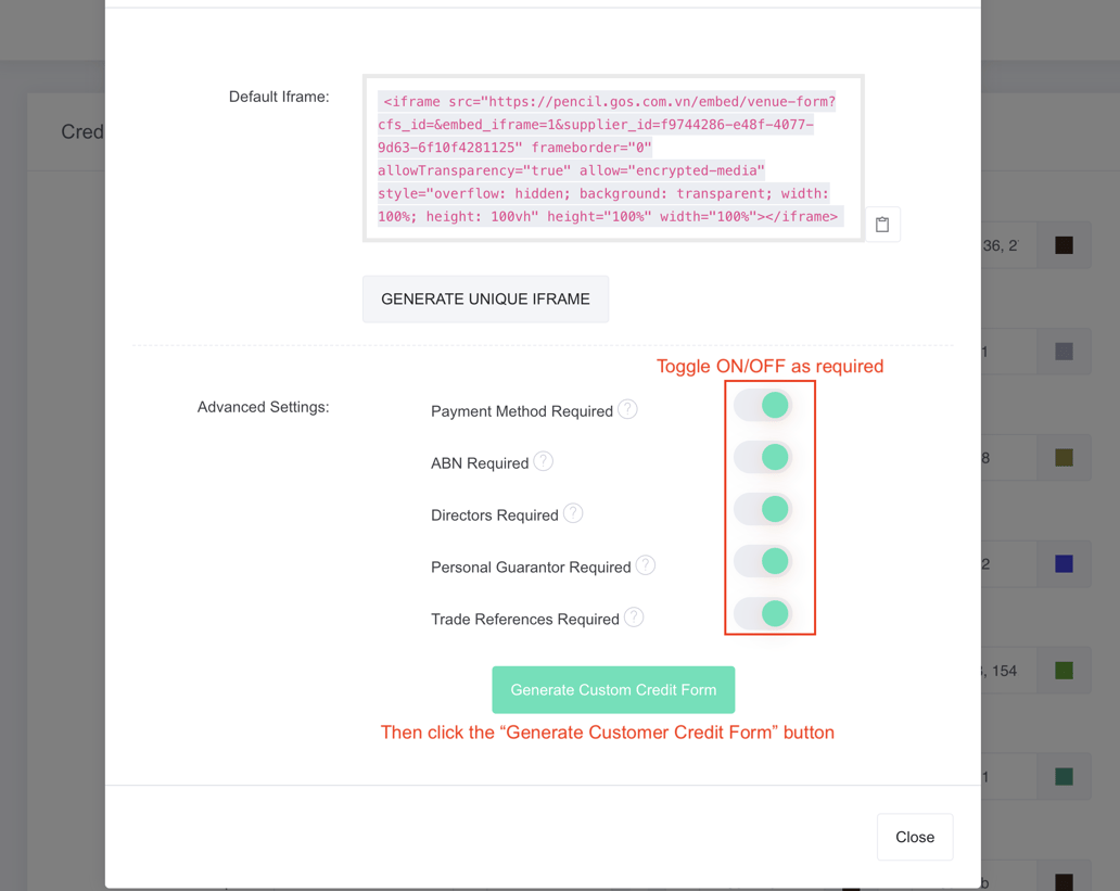 How to create a custom credit form