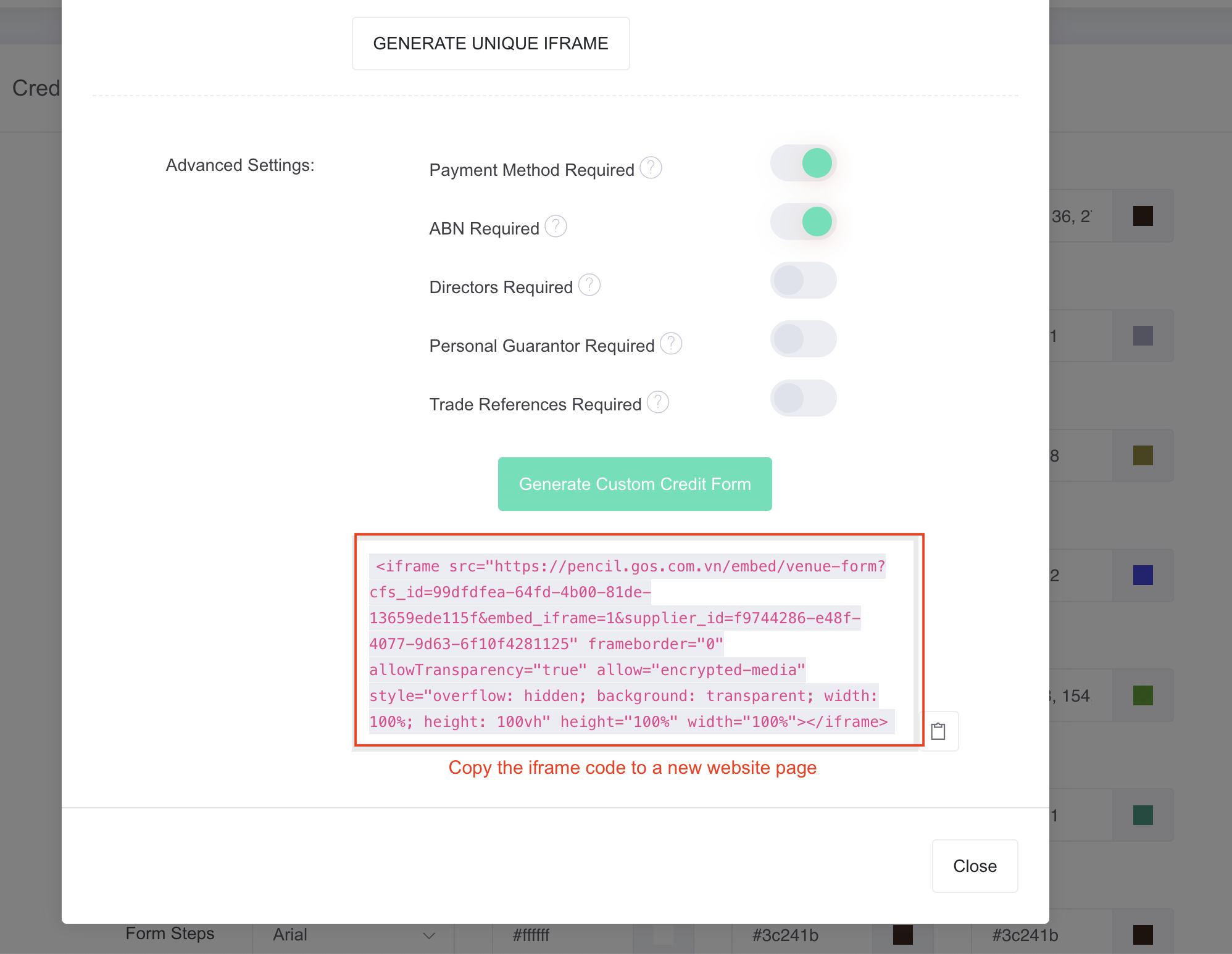 How to create a custom credit form