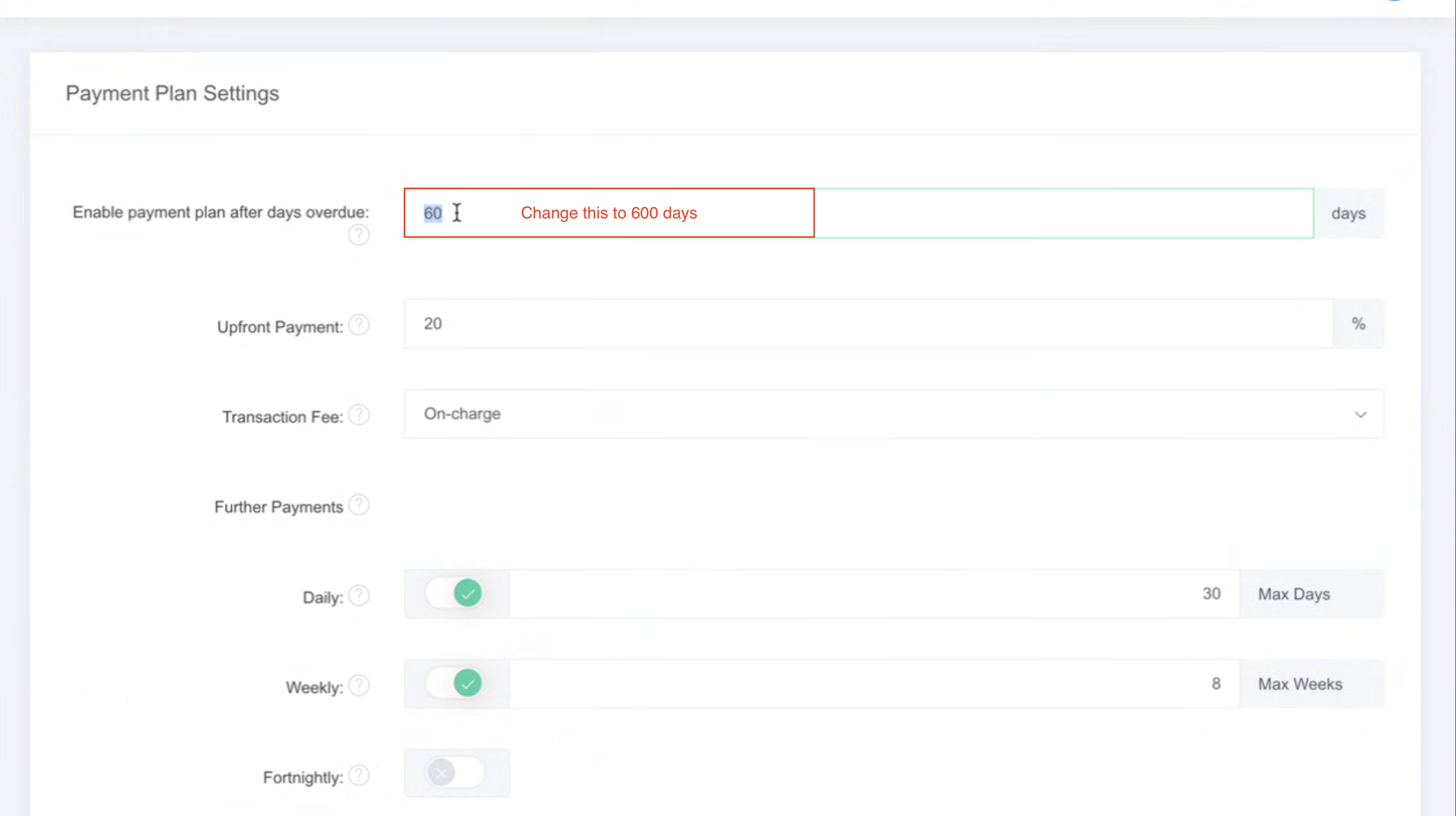 How to remove the payment plan link in overdue invoice emails in Pencil