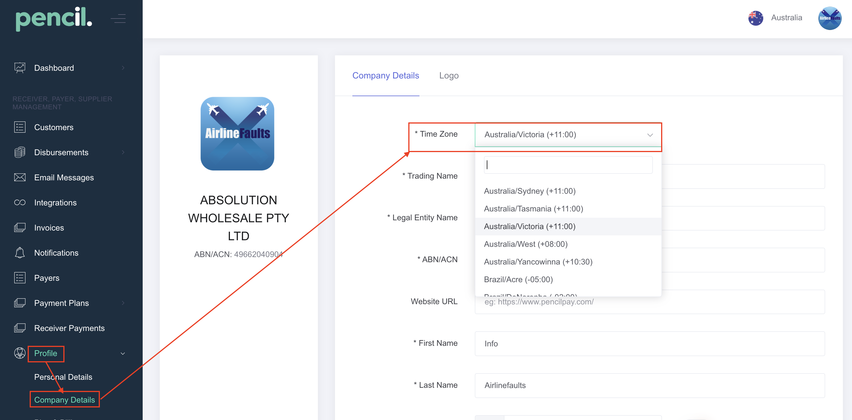 How to Update the Time Zone in Pencil