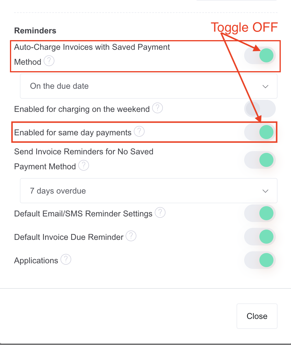 How to disable auto-charge for my customer?
